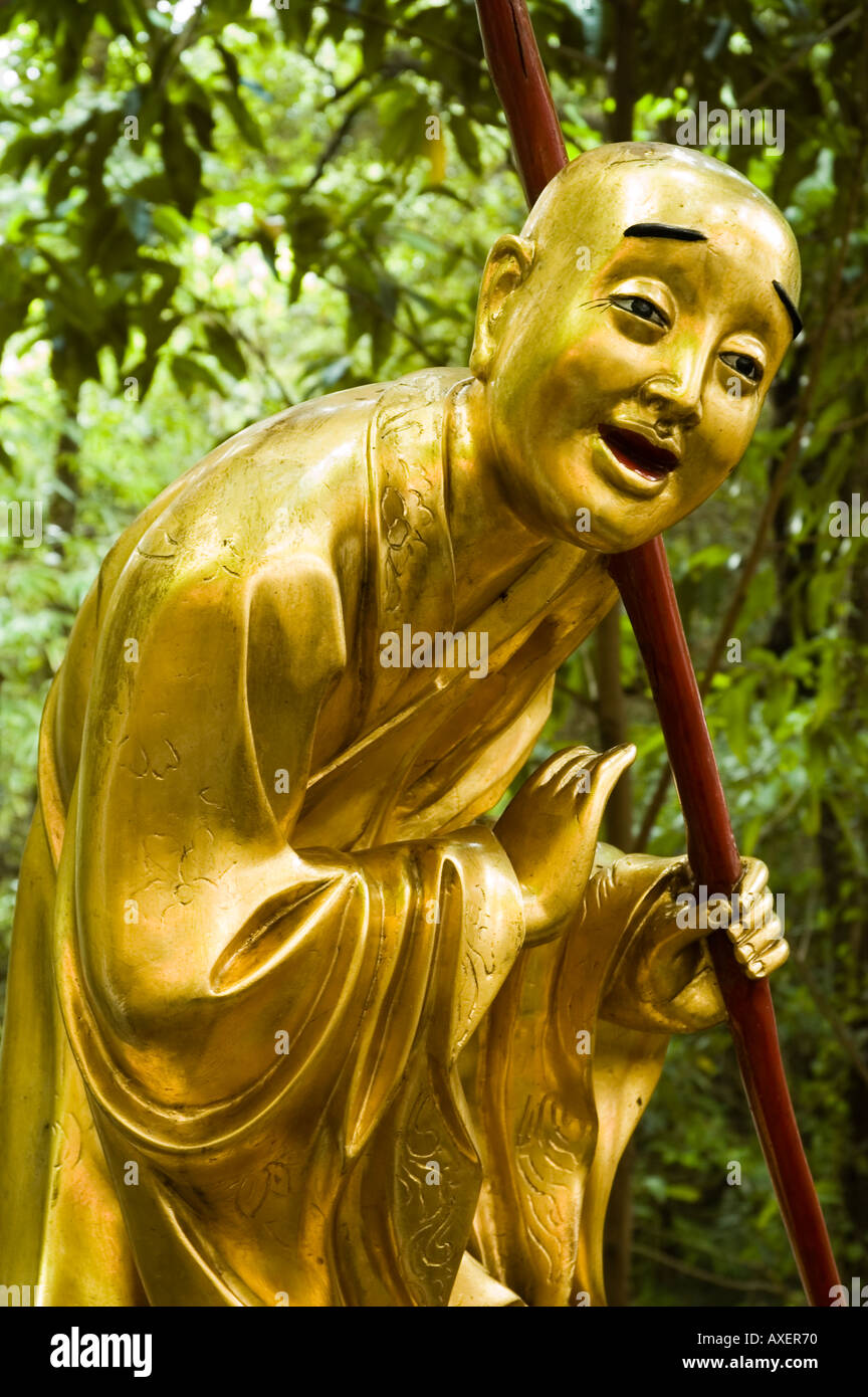 A life size gold Buddhist statue at the Temple of 10000 Buddhas in Hong ...