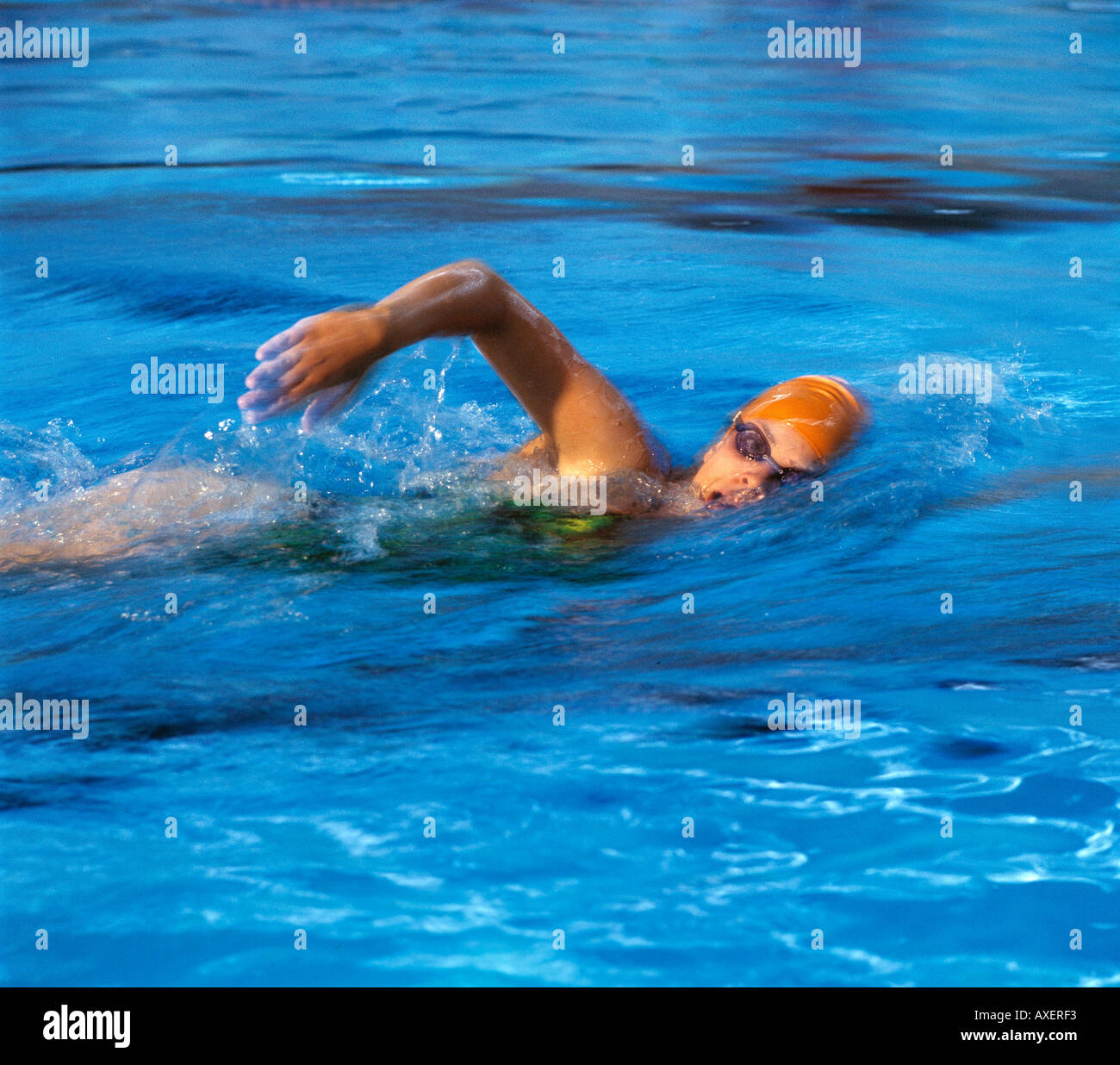 Woman Swimming in Pool Stock Photo - Alamy