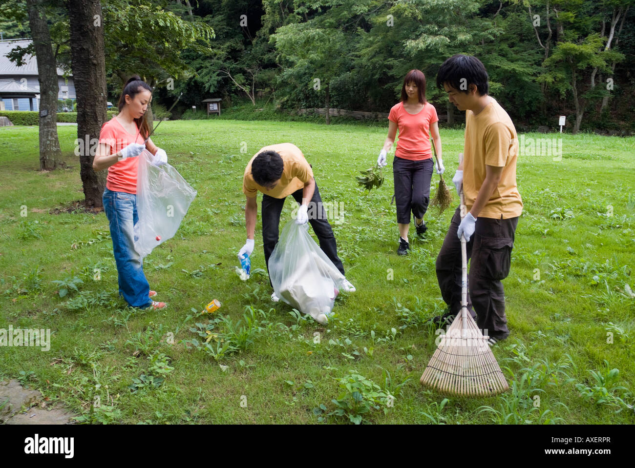 Young people cleaning park Stock Photo - Alamy