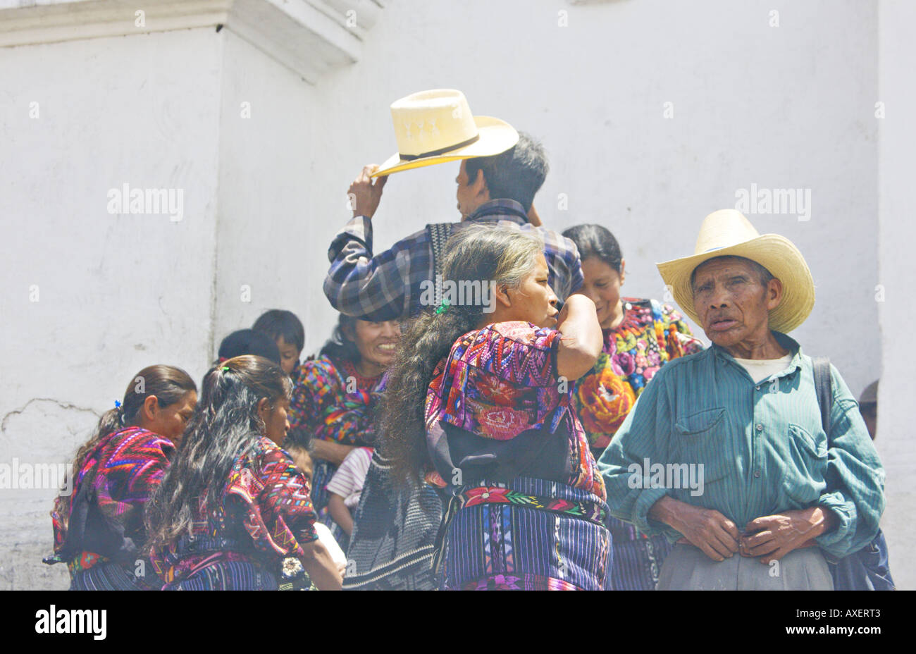 GUATEMALA CHICHICASTENANGO Local Quiche families burning incense on the ...