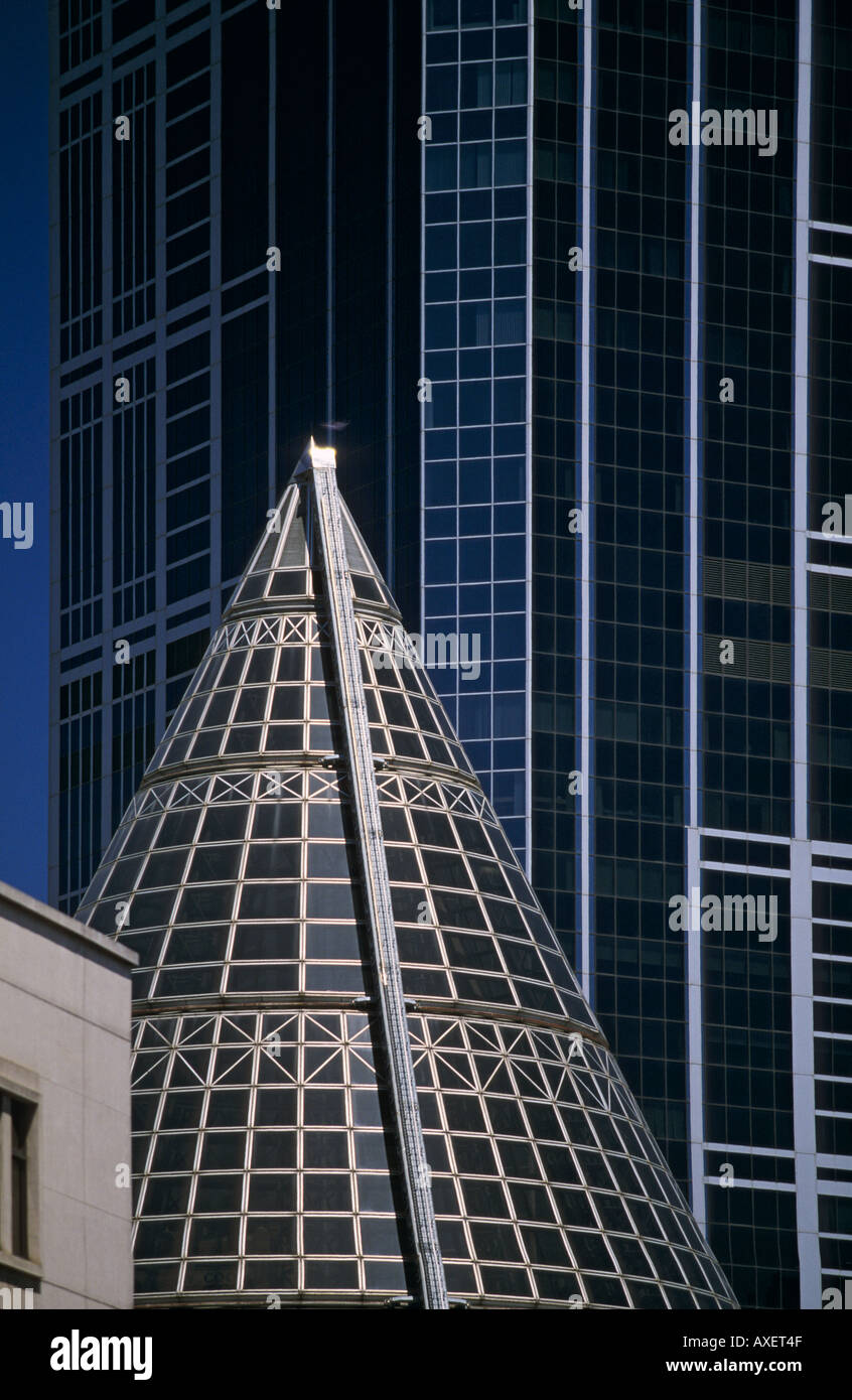 Conical roof over old Shot Tower at Melbourne Central shopping complex ...