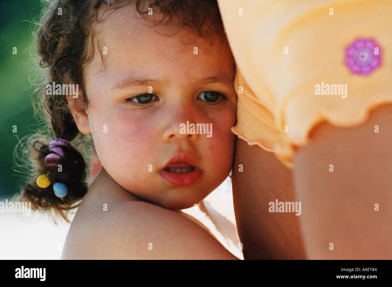 girl female age 0 5 brunette woman parent mom mother stand hold hug ...