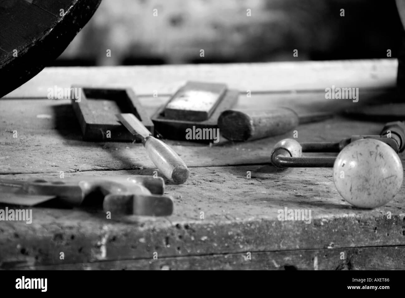 Workbench with tools Stock Photo - Alamy