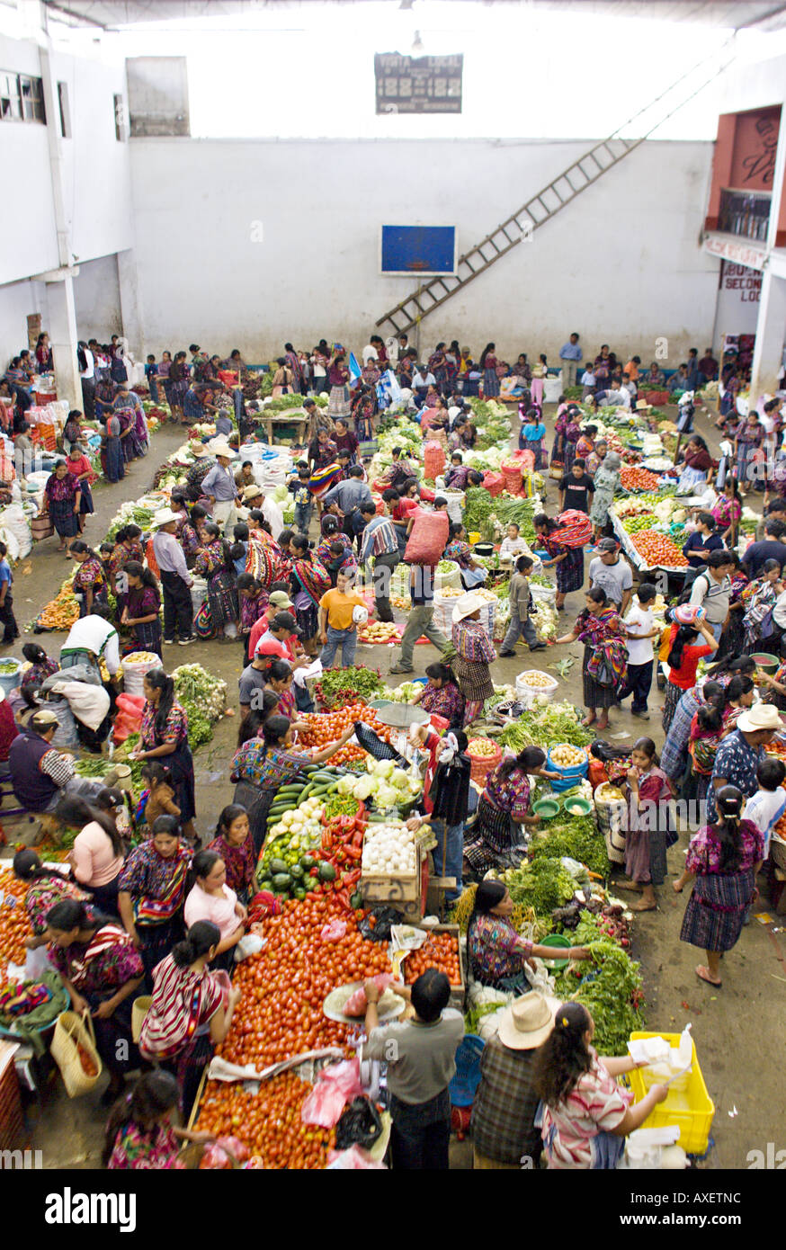 GUATEMALA CHICHICASTENANGO An overhead view of the large indoor ...