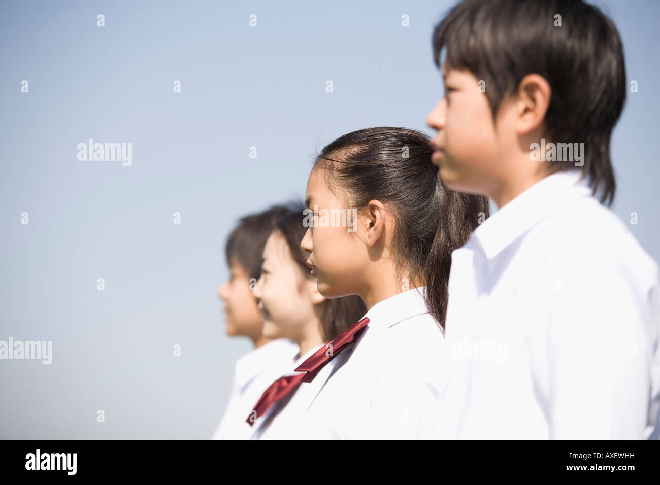 School children standing in a row Stock Photo - Alamy