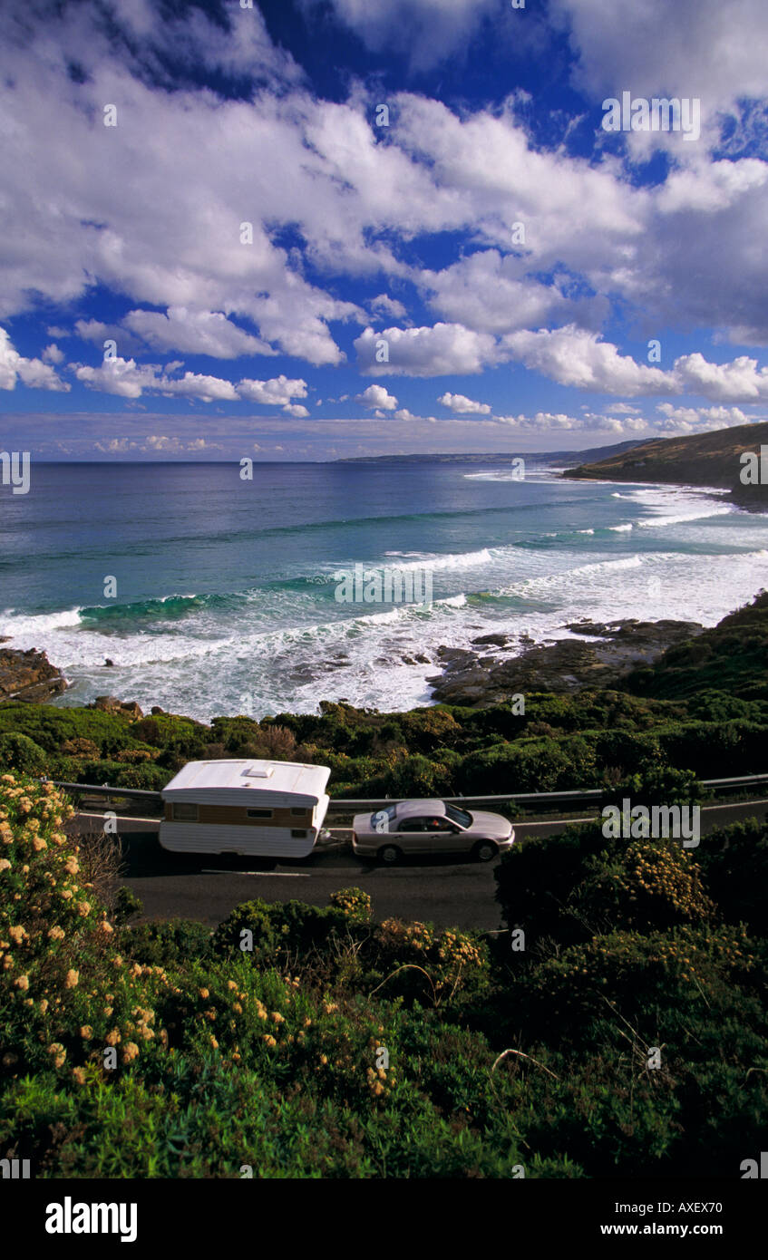The Great Ocean Rd hugs the coastline near Apollo Bay Victoria ...