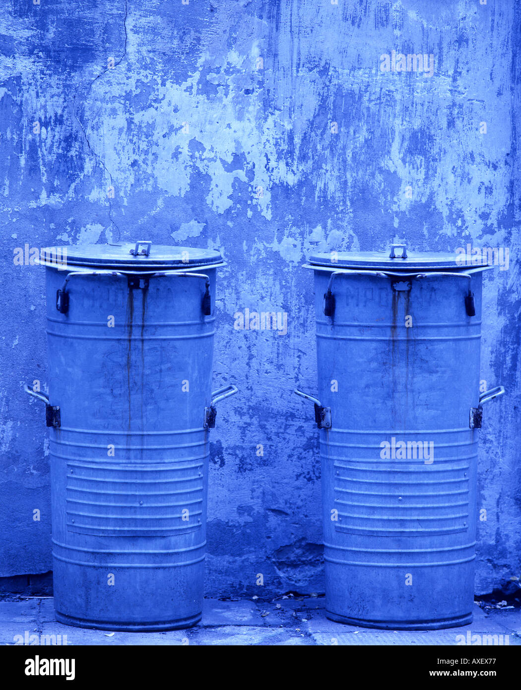 trash can trash cans garbage trash still life composition wall open air ...