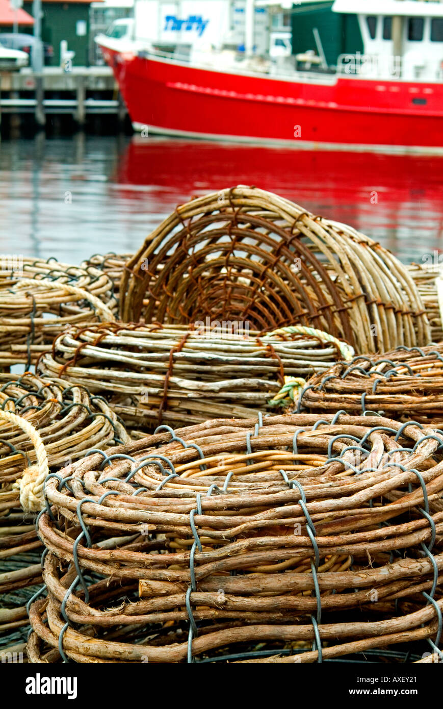 Crayfish pots on fishing boat tasmania hi-res stock photography and ...
