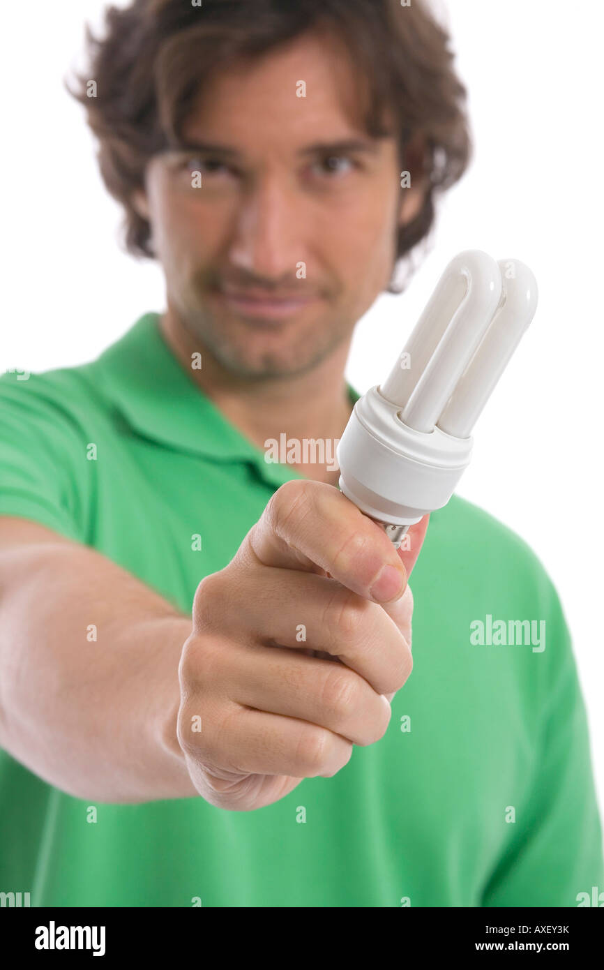 Man holding bulb Stock Photo - Alamy