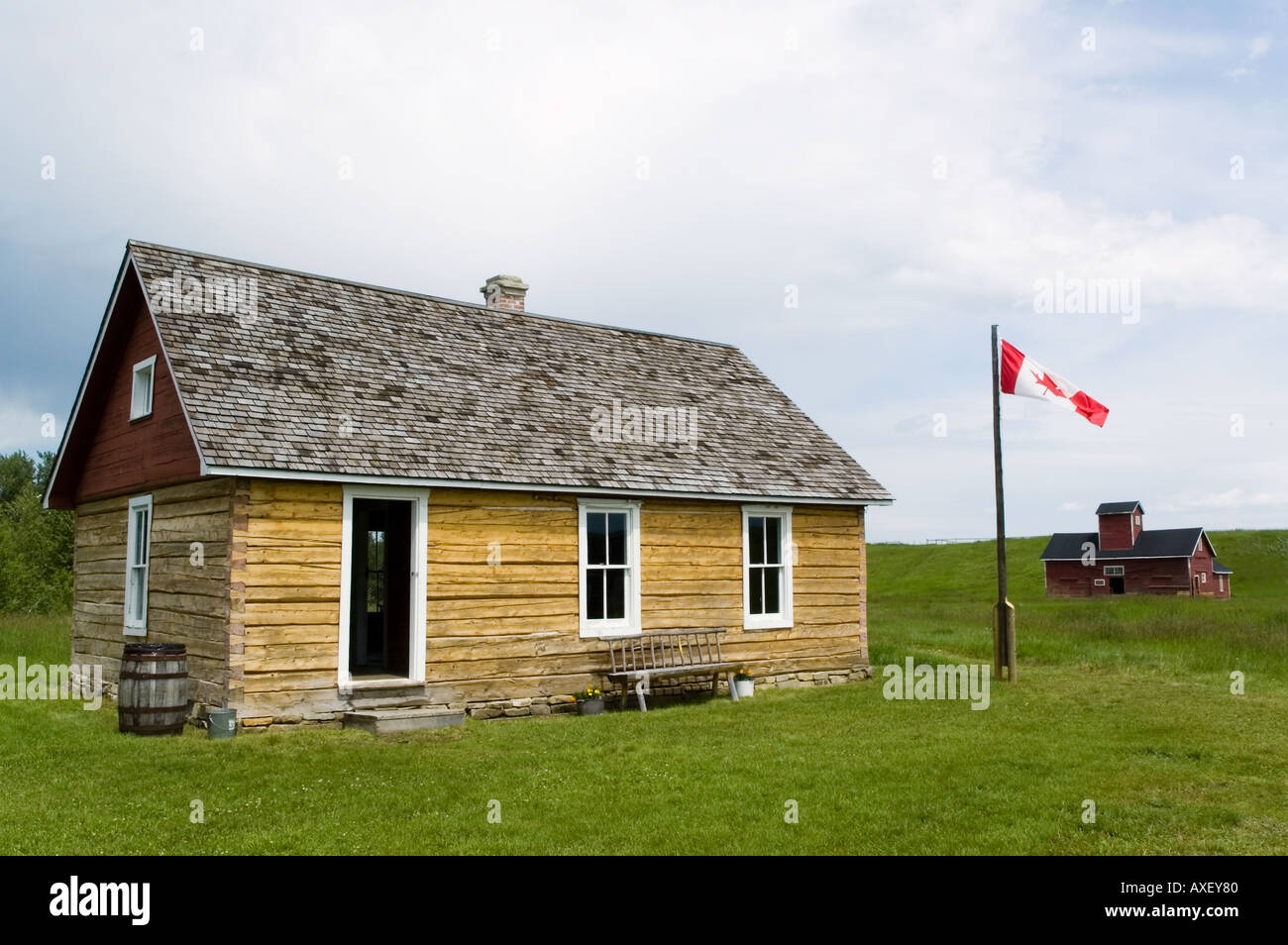 The Canadian flag flaps in the wind at the Bar U Ranch National ...