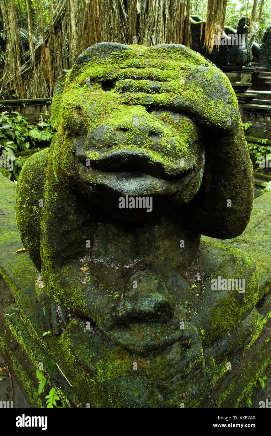A monkey statue at the Sacred Monkey Forest Sanctuary in Ubud Bali ...