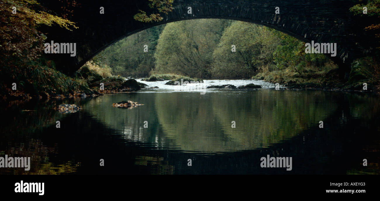 Clappersgate Bridge, Reflection in the River Brathay, near Ambleside ...