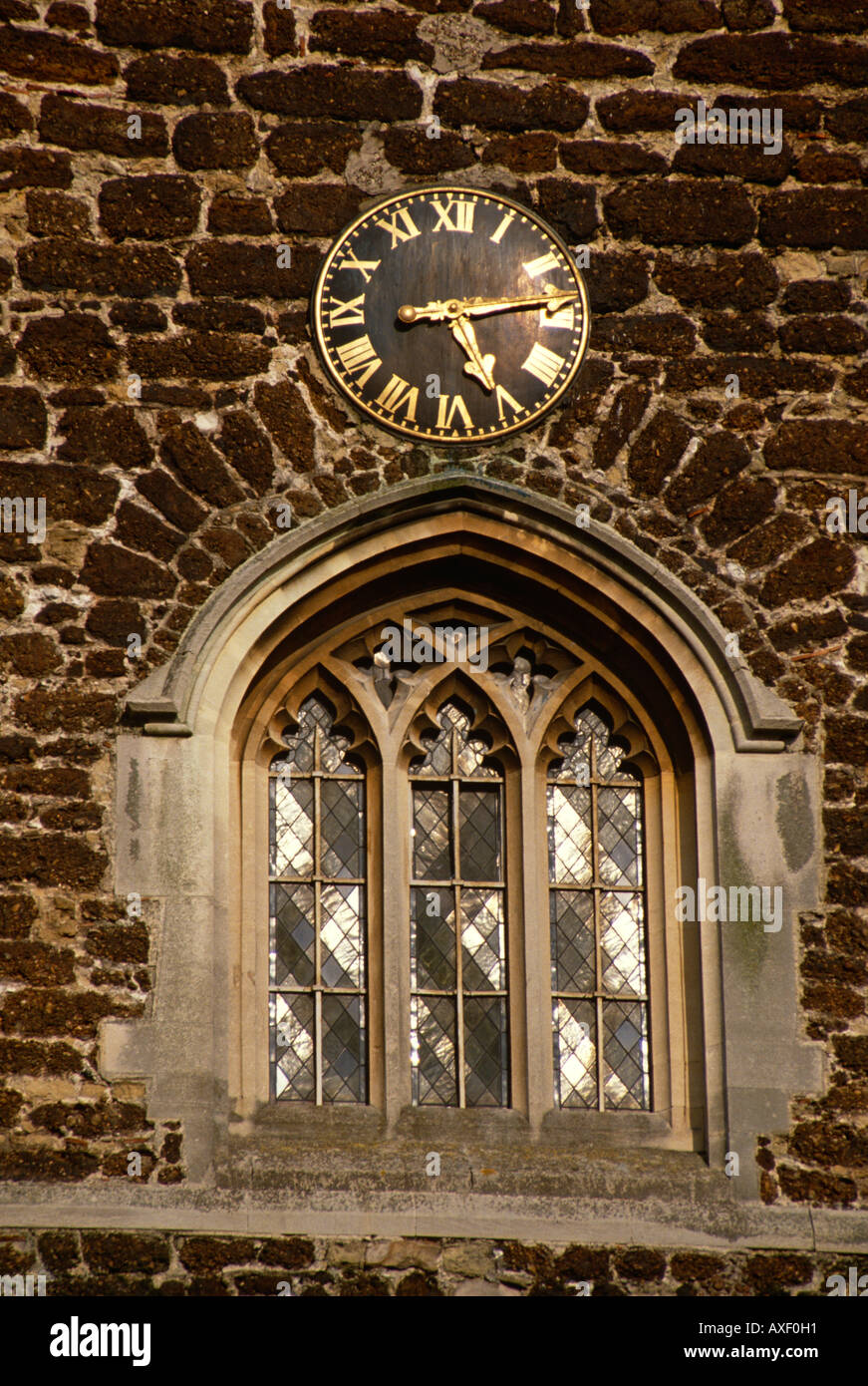 Clock and Window, All Saints Church, Wokingham, Berkshire, England, UK ...