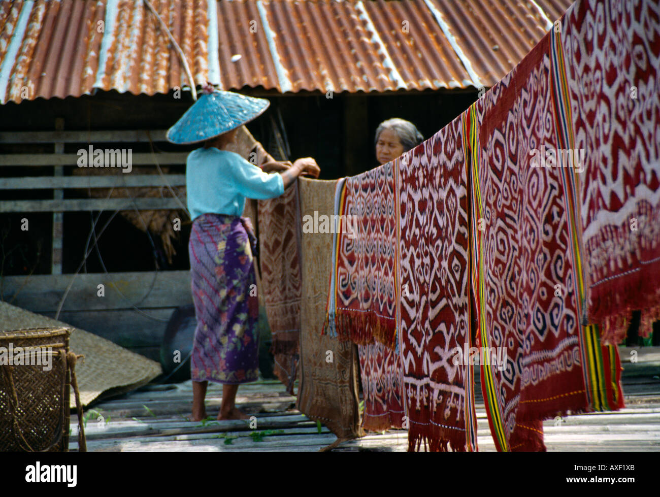 Sarawak Malaysia Iban Lemenak Village Rugs On Line Borneo Stock Photo ...