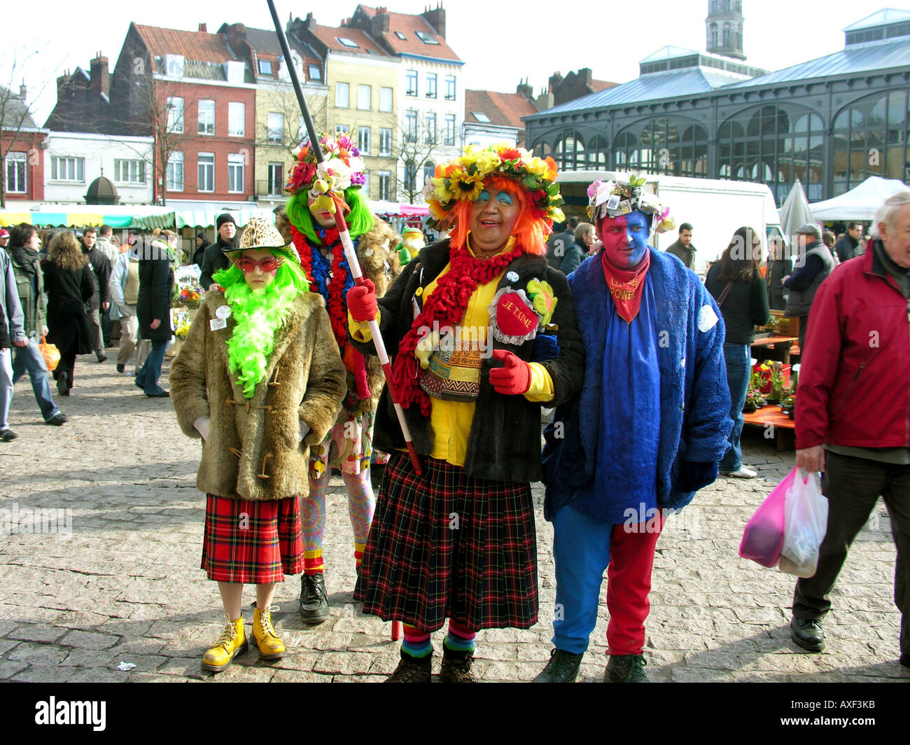 People dressed up for the annual carnival Wazemmes Market Lille France ...