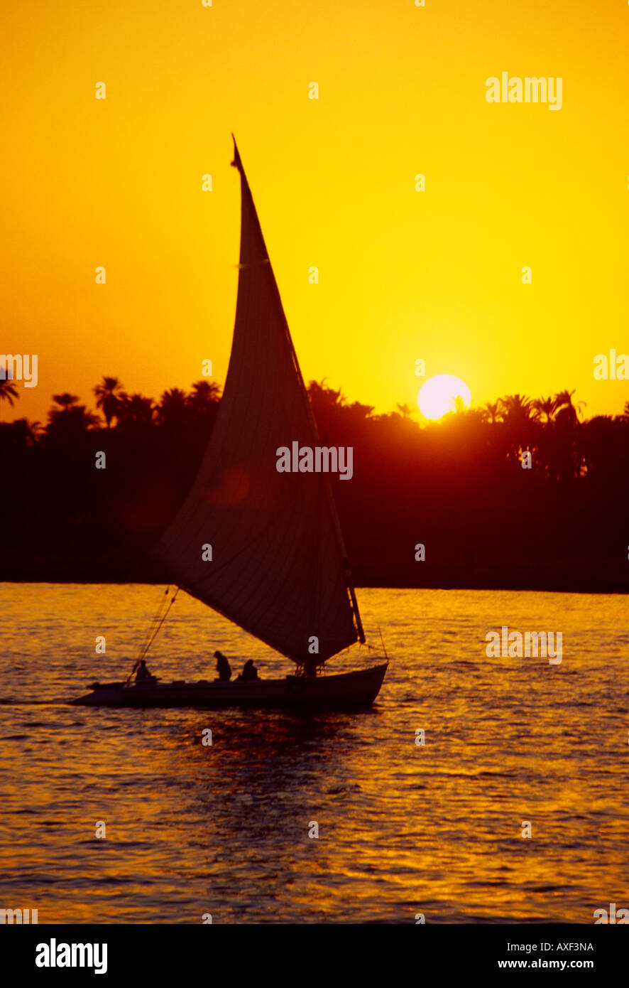 Luxor Egypt Felucca At Sunset Stock Photo - Alamy