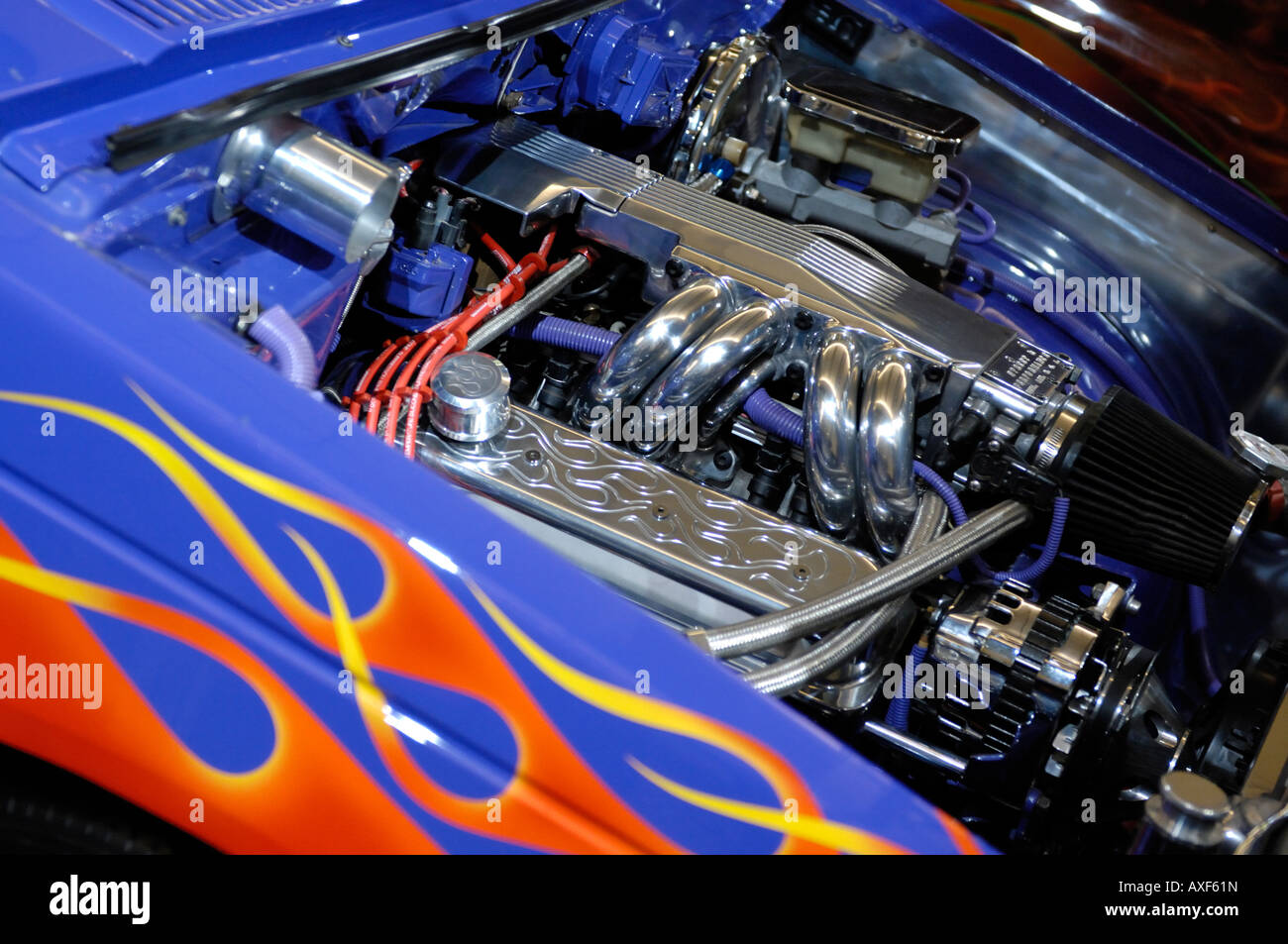 Hot Rod shiny engine Stock Photo - Alamy