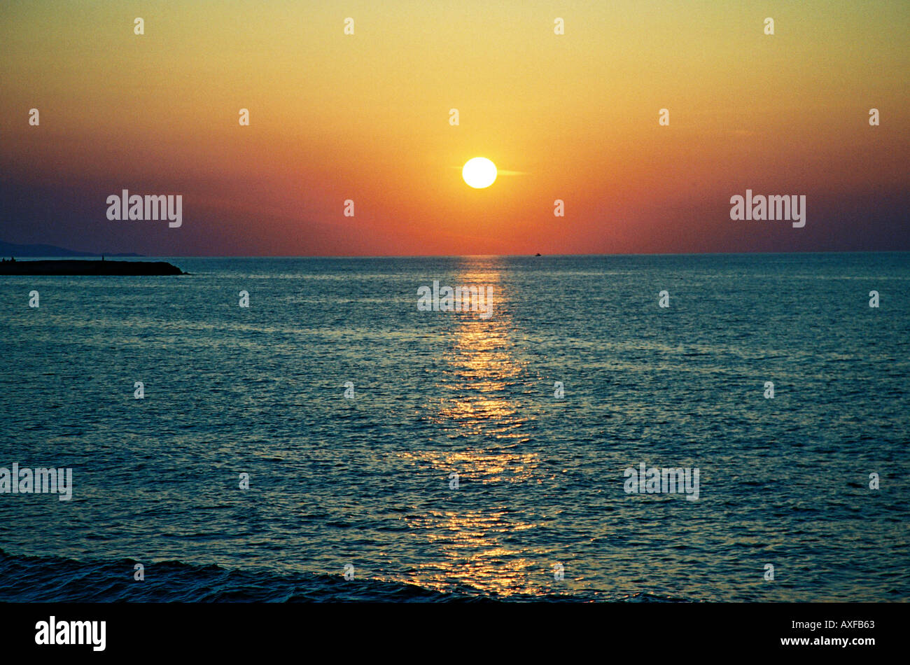 Sunset in Crete Stock Photo - Alamy