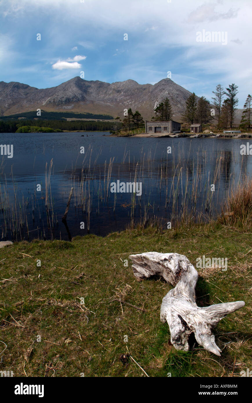 Mountains and lake in the inagh valley connemara county galway west of ...