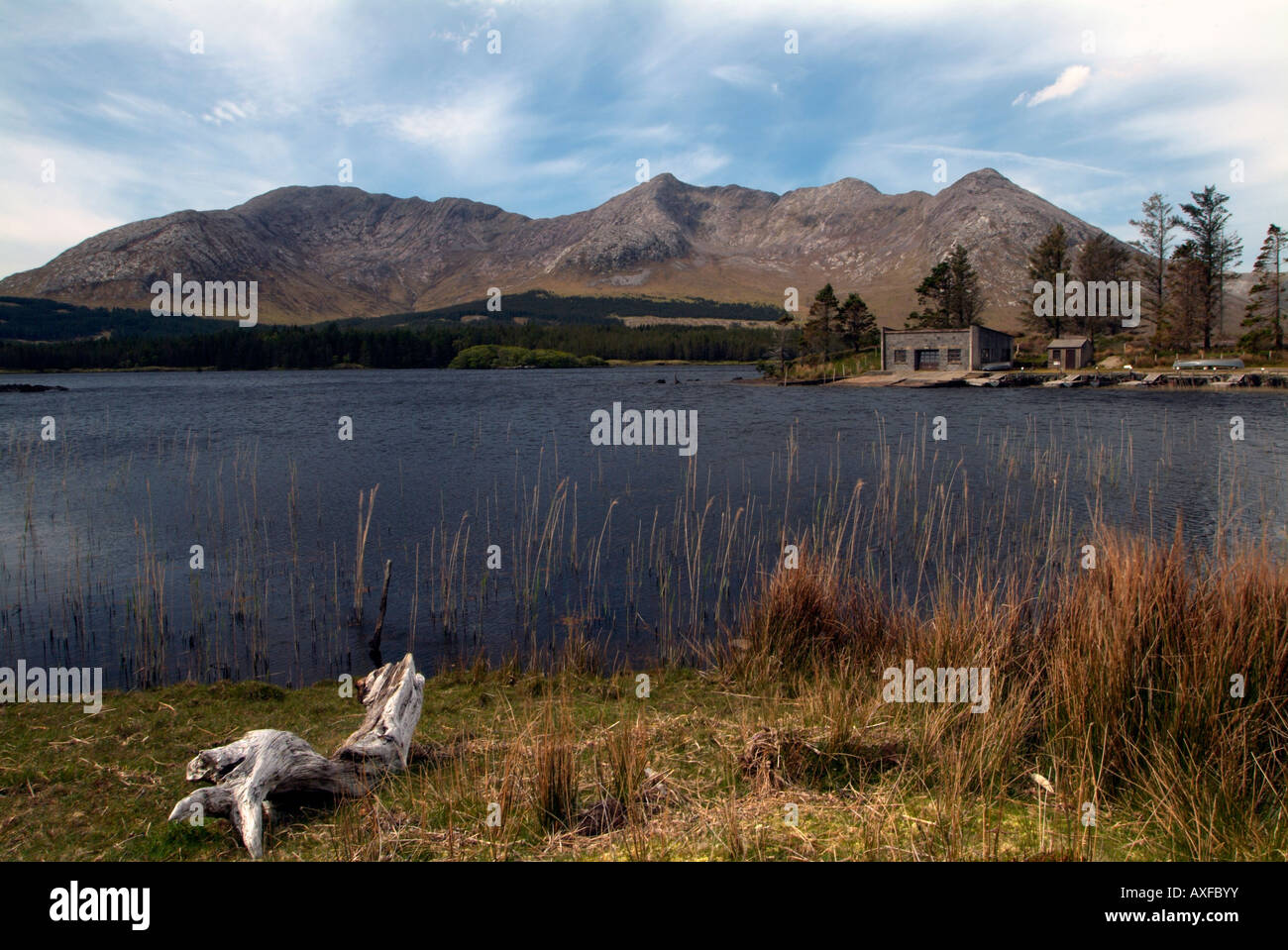 Mountains and lake in the inagh valley connemara county galway west of ...