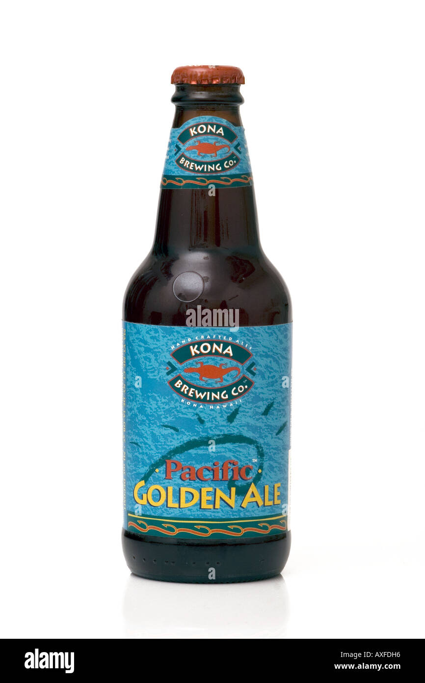 bottle of pacific golden ale from hawaii on a white background Stock ...