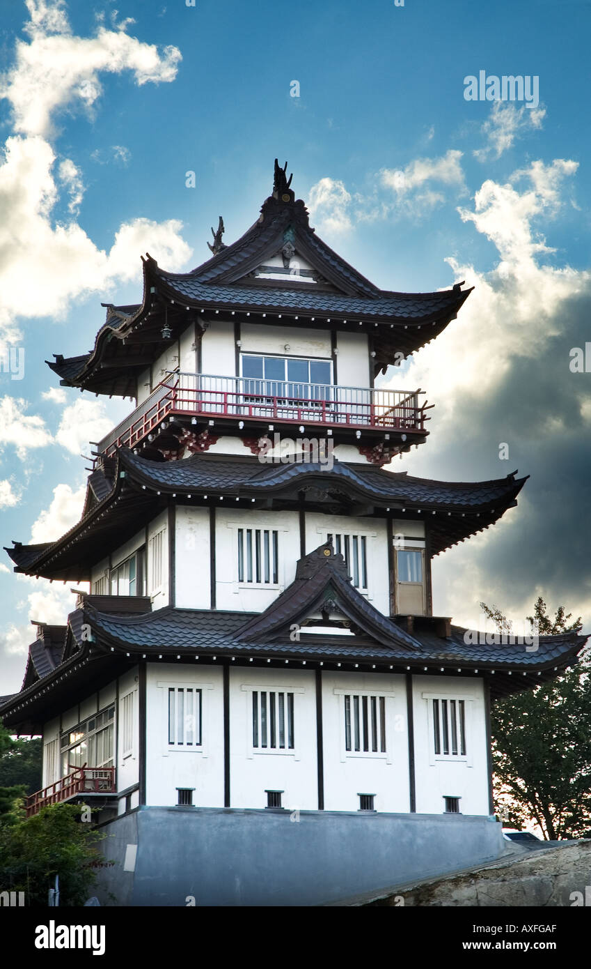 Clouds hover over a traditional Japanese building in Matsushima Miyagi ...