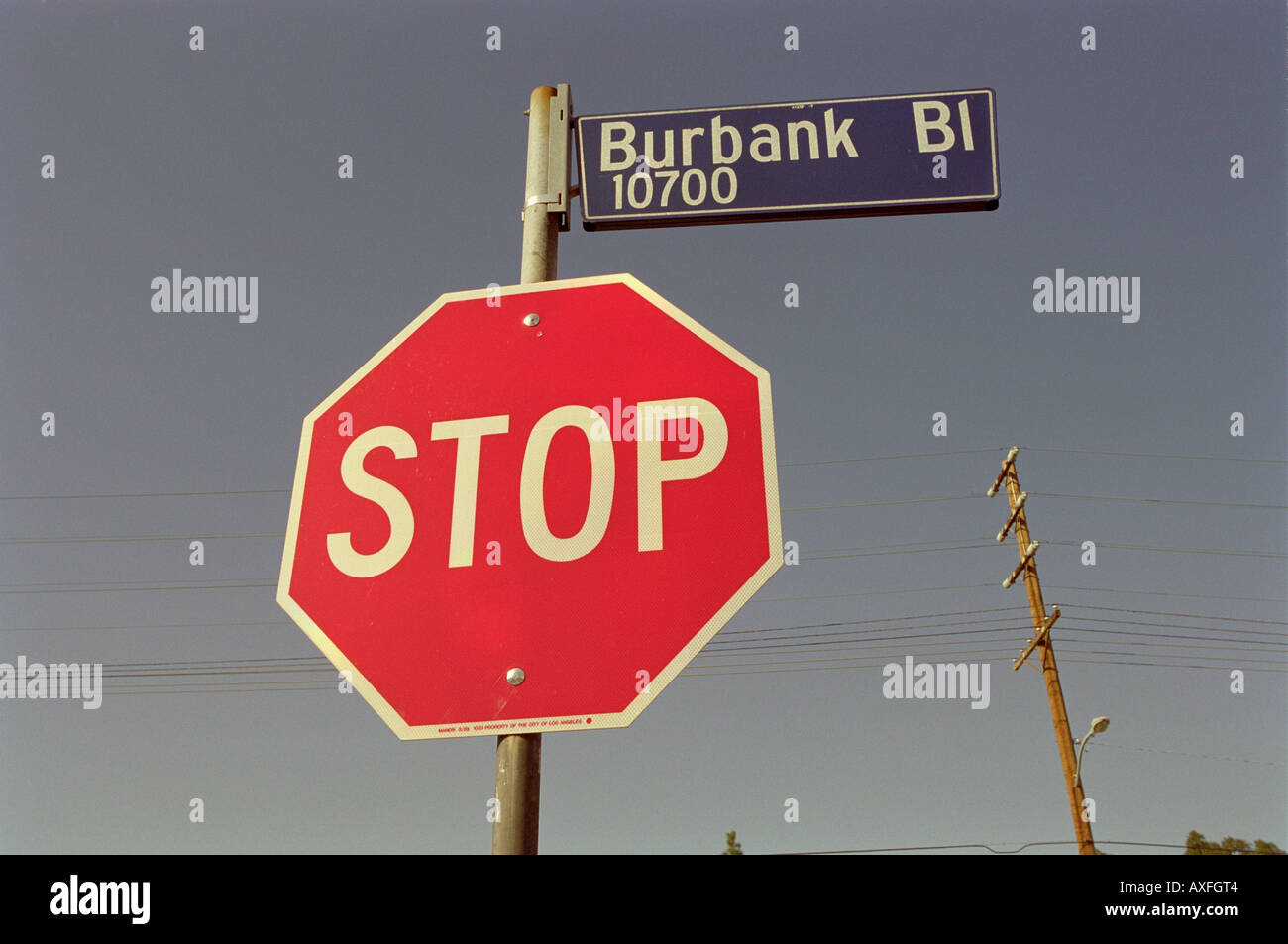 stop road street sign los angeles burbank california united states of ...
