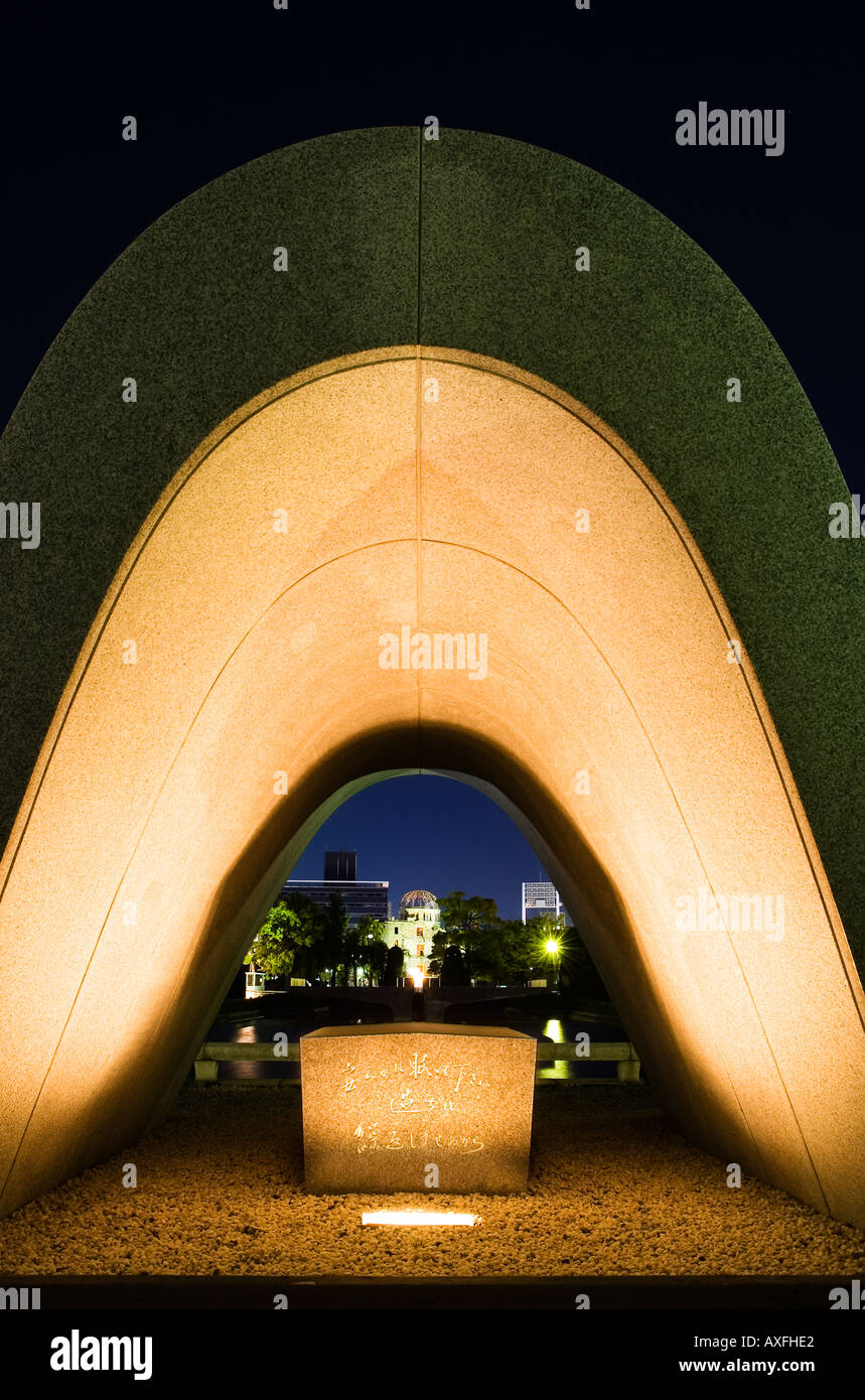 The Memorial Cenotaph frames the A Bomb Dome in Hiroshima Japan s Peace ...