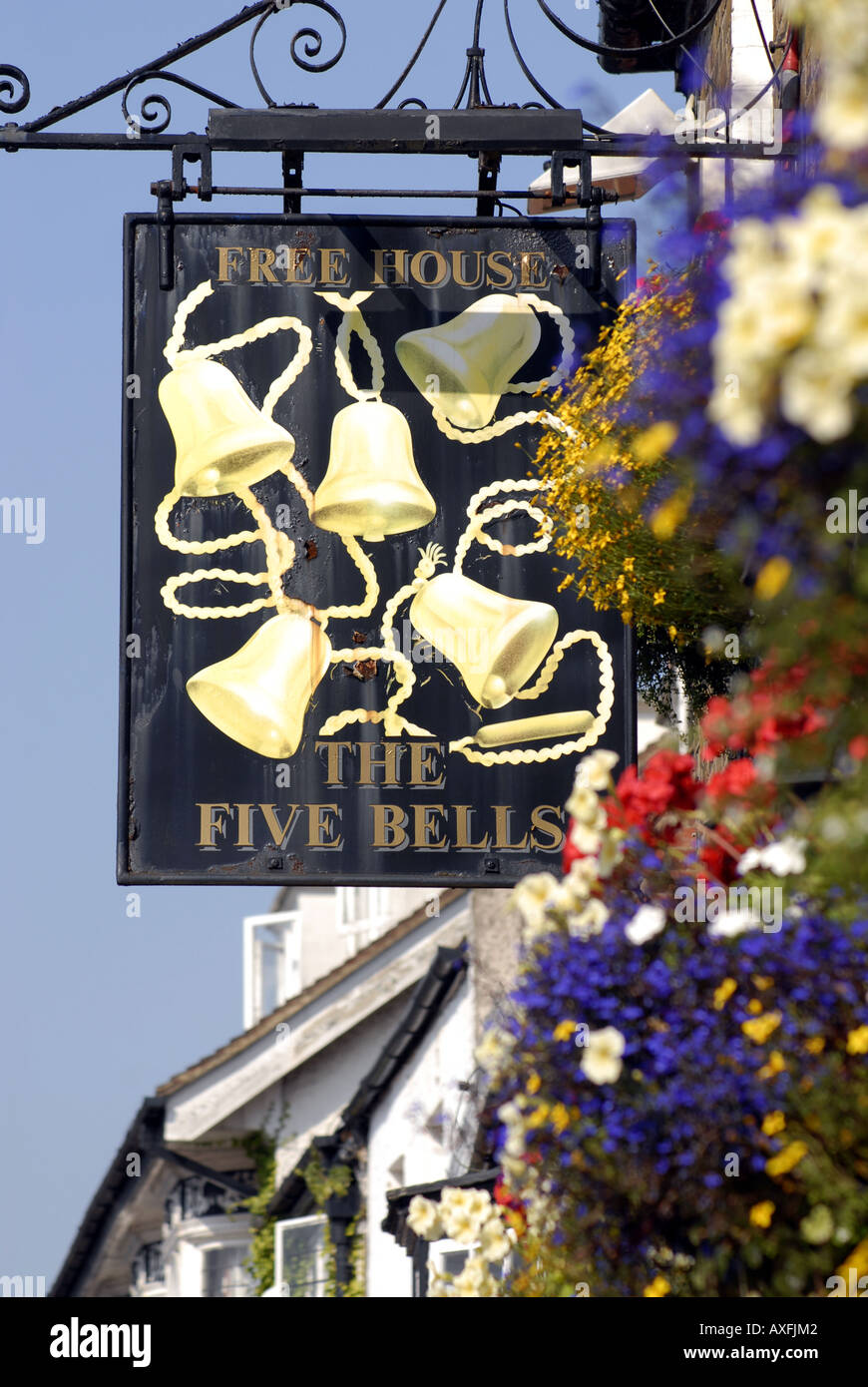 The Five Bells pub sign Eynsford Kent Stock Photo - Alamy