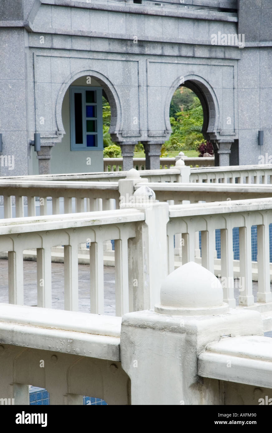 Railways lead to arches at the Masjid Wilayah mosque in Kuala Lumpur ...