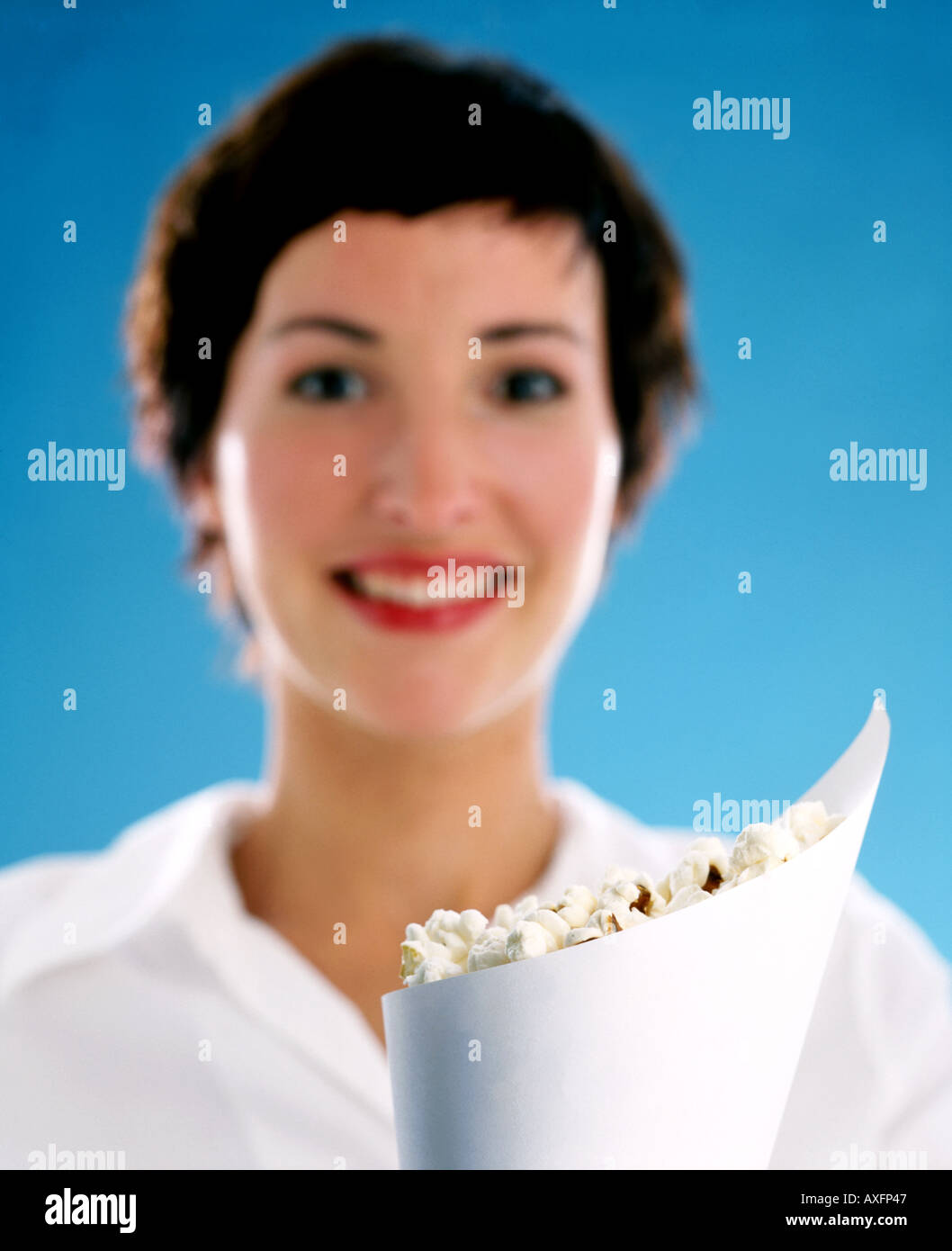 indoors studio woman girl young 20 25 brunette short hair hold hoist ...