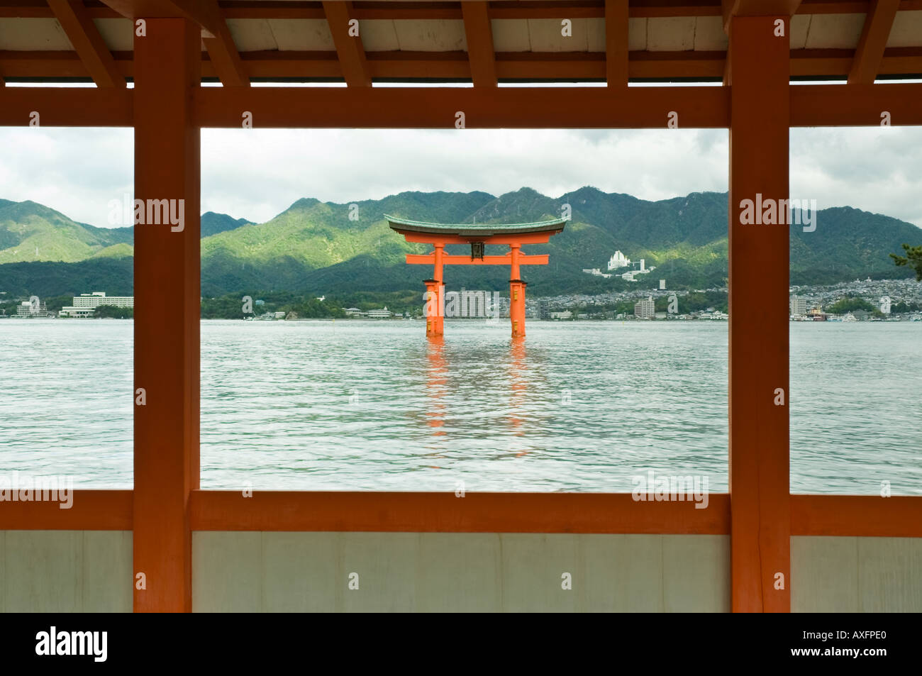 The floating torii gate is visible from the Itsukushima Shrine Miyajima ...