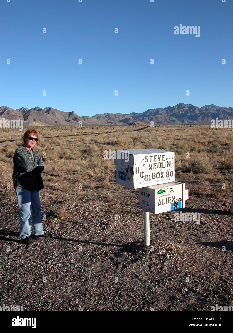 The 'black Mailbox', near Rachel NV USA Stock Photo - Alamy