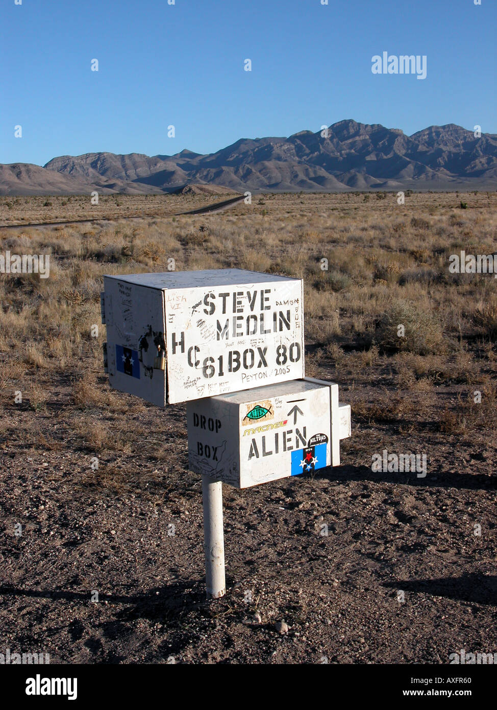 The 'black Mailbox', near Rachel NV USA Stock Photo - Alamy