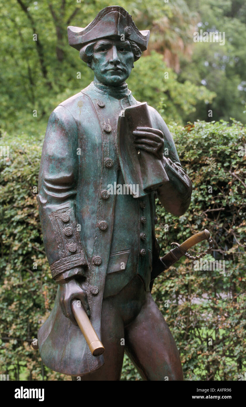 Statue of James Cook outside Captain Cook s Cottage Fitzroy Gardens ...