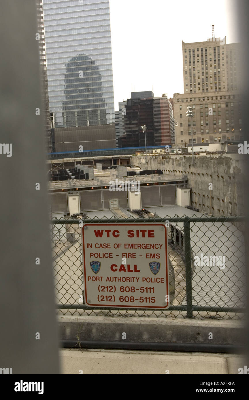 A sign signifies the cite of the former World Trade Center in New York ...