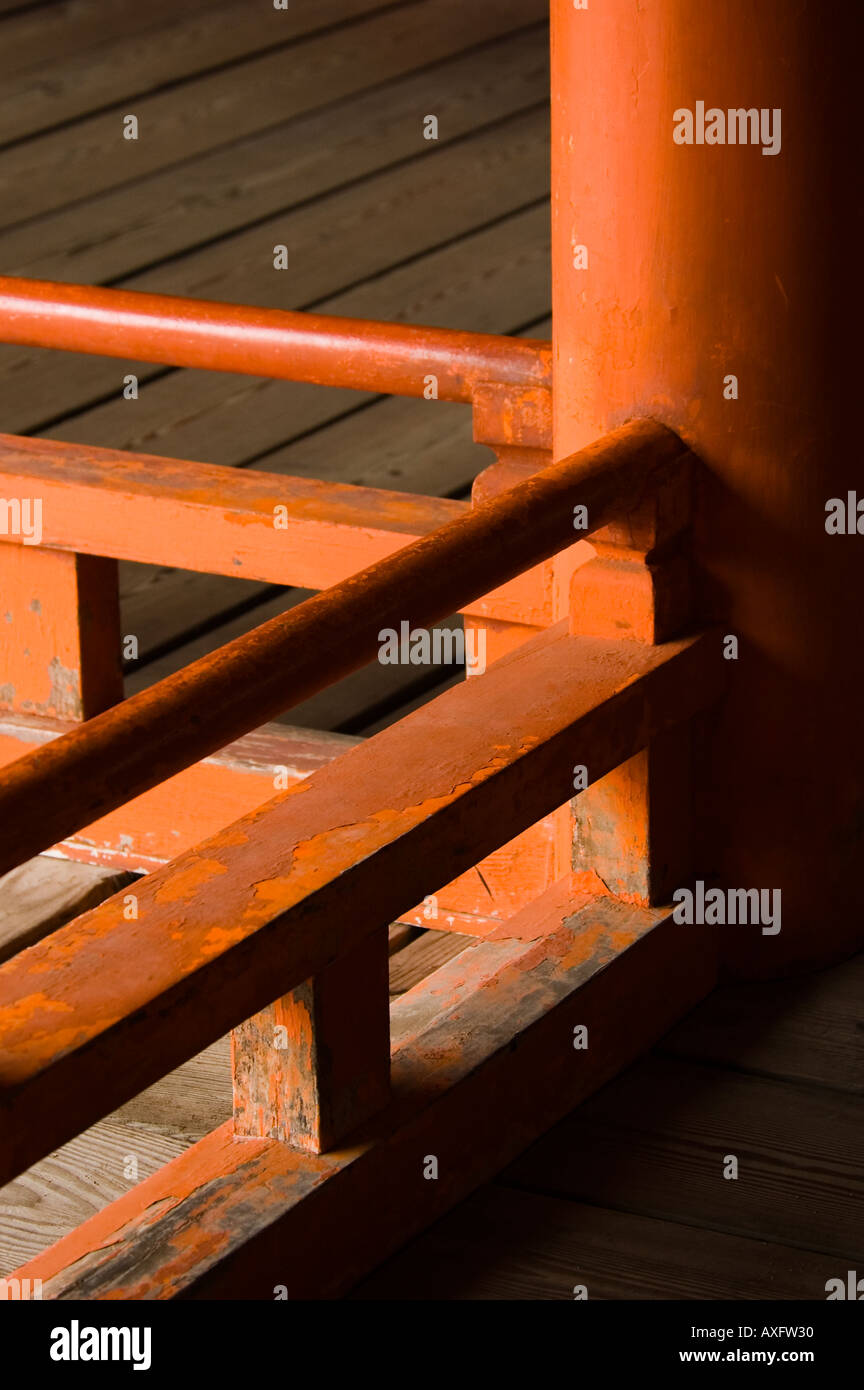 Bright red paint beams at the Itsukushima Shrine Miyajima Japan Stock ...
