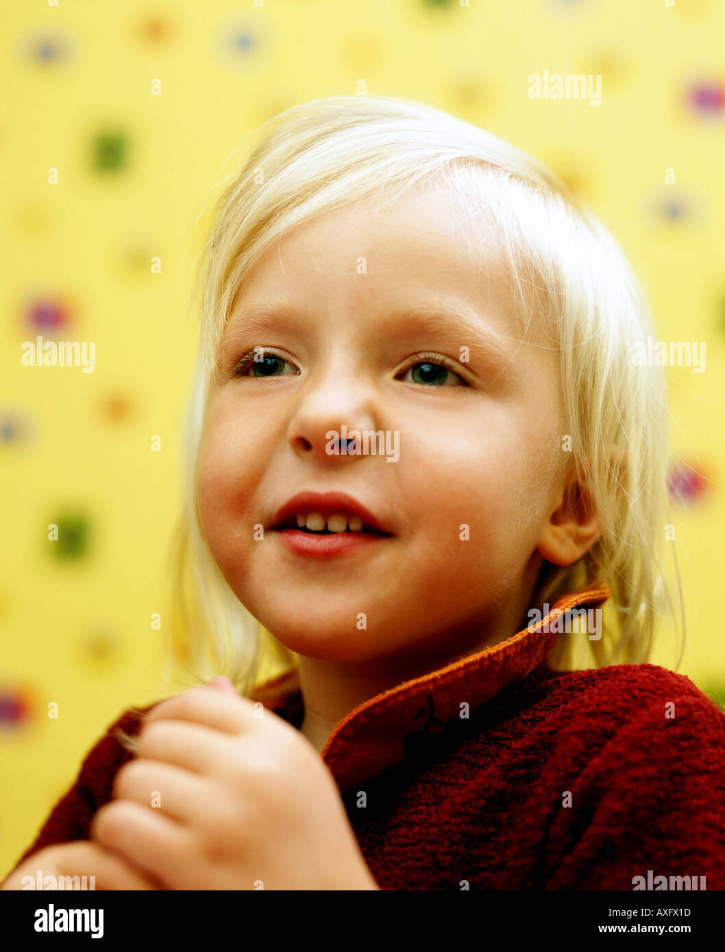 indoor flat room wall paper design designs girl child 5 10 blonde smile ...