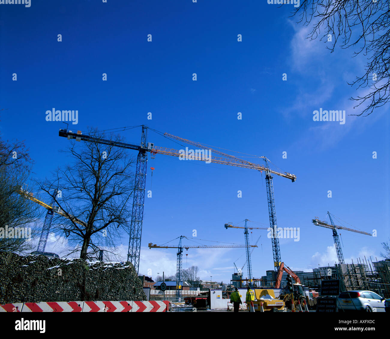 Tower Cranes Working On The Chapelfield Shopping Mall, Norwich, Norfolk ...