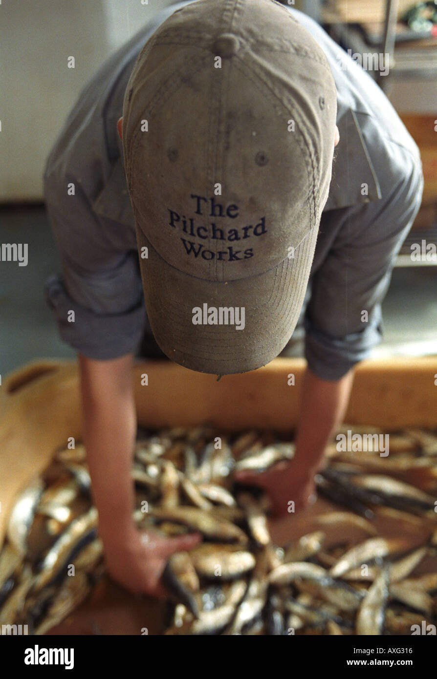 Factory worker soaking sardines in salt - The Pilchard Works Newlyn ...