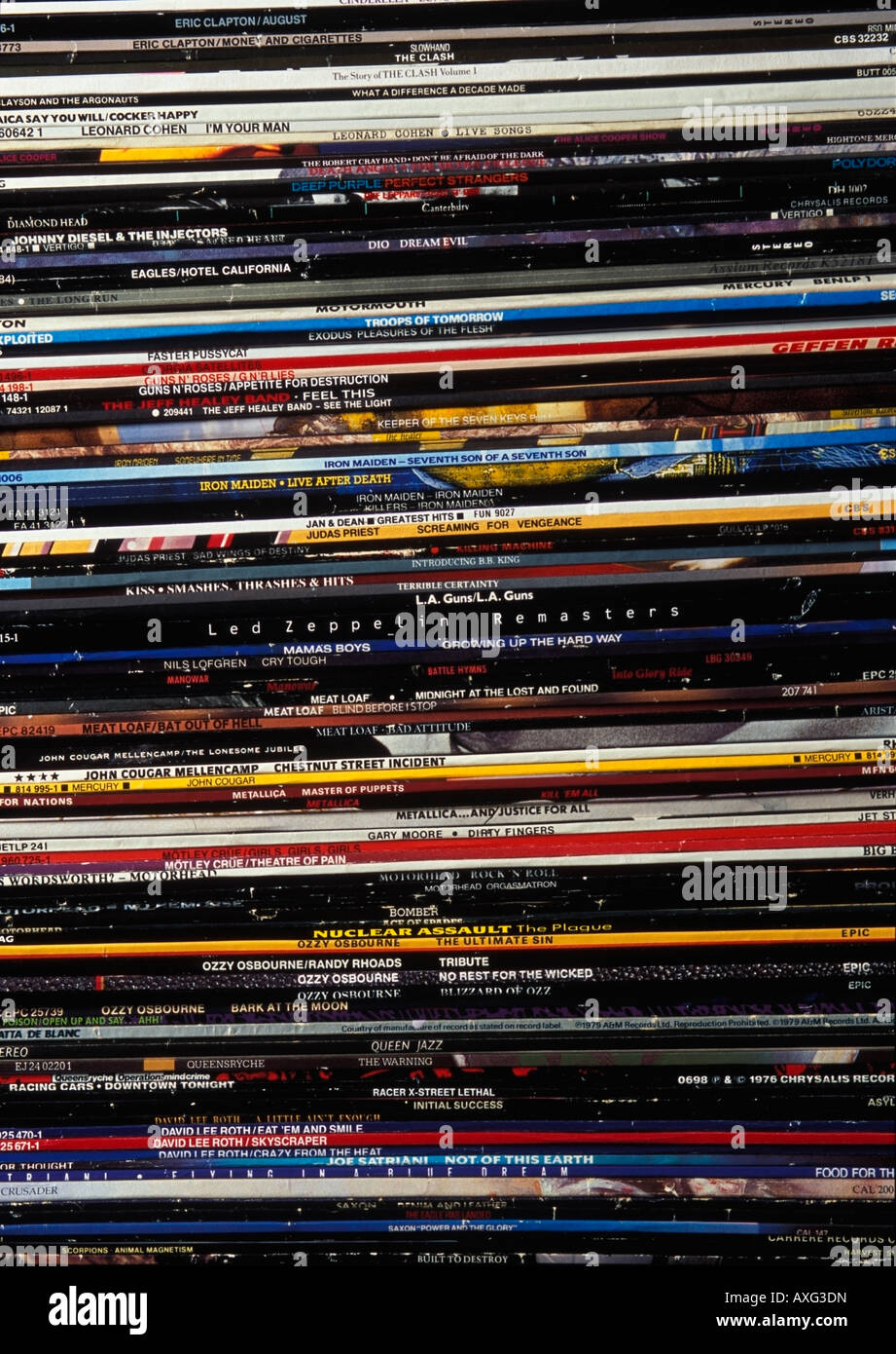 Vinyl record cover spines Stock Photo - Alamy