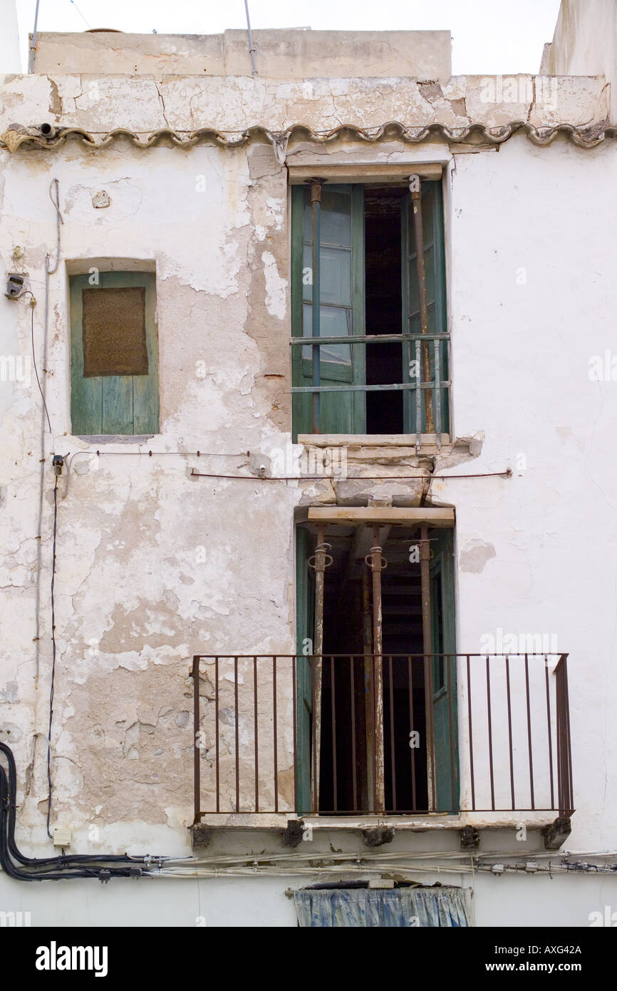 MEDITERRANEAN SPAIN IBIZA TOWN DETAIL OF A NEGLECTED HOUSE WITH ...