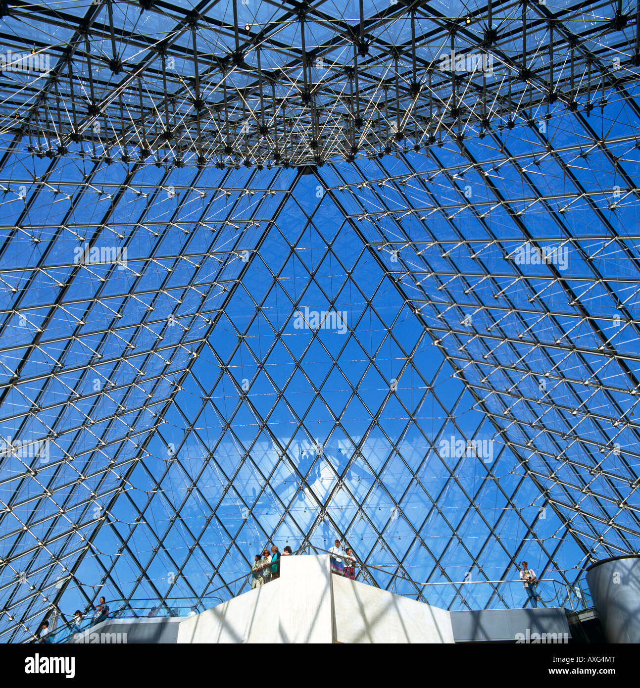 Interior of Glass Pyramid in front of the Palais du Louvre Paris France ...