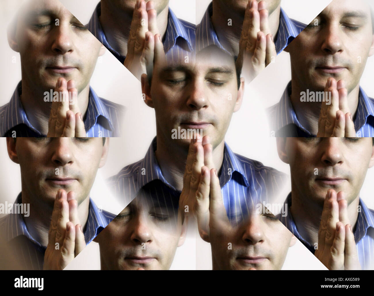 Multi shot of man praying silently Stock Photo - Alamy