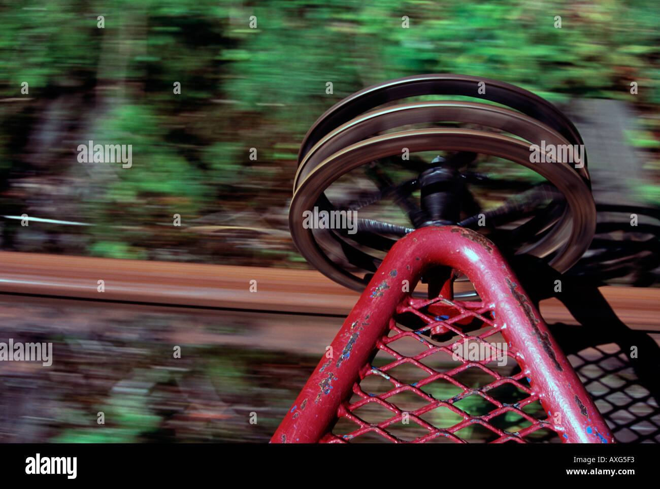 Riding a trolley Stock Photo - Alamy