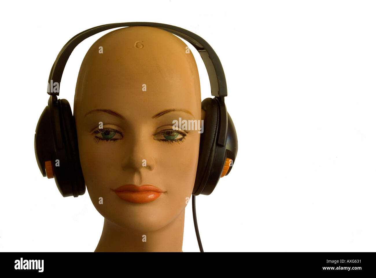 Female display dummy with headphones Stock Photo - Alamy