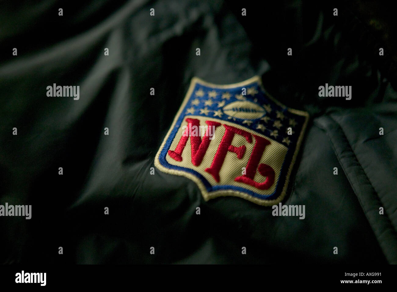 NFL logo sown on black jacket Stock Photo - Alamy