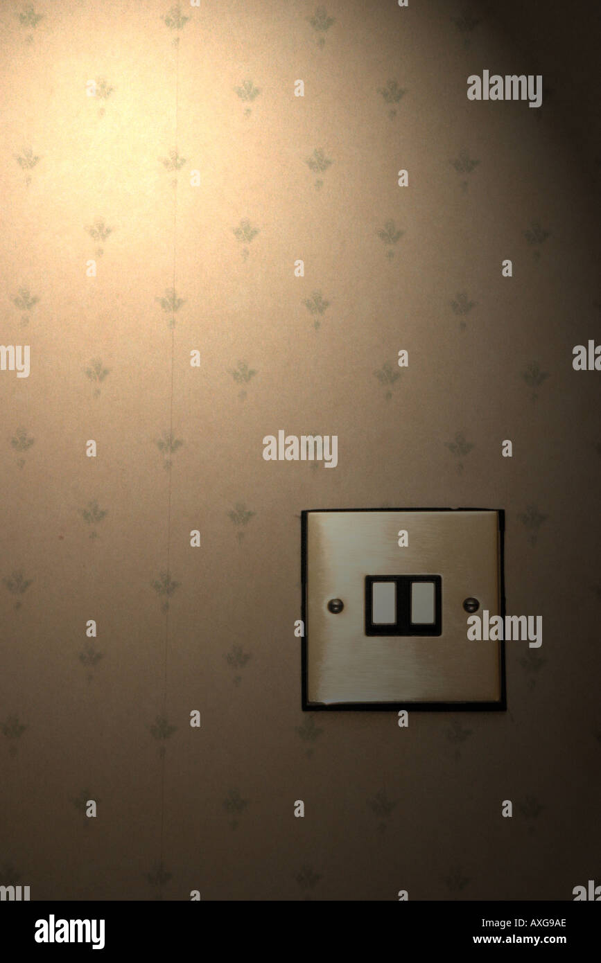 Single light switch on decorated wall Stock Photo - Alamy