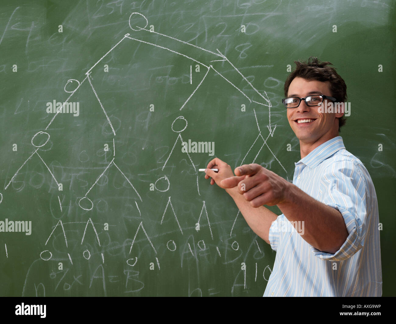 Teacher at Blackboard Stock Photo - Alamy