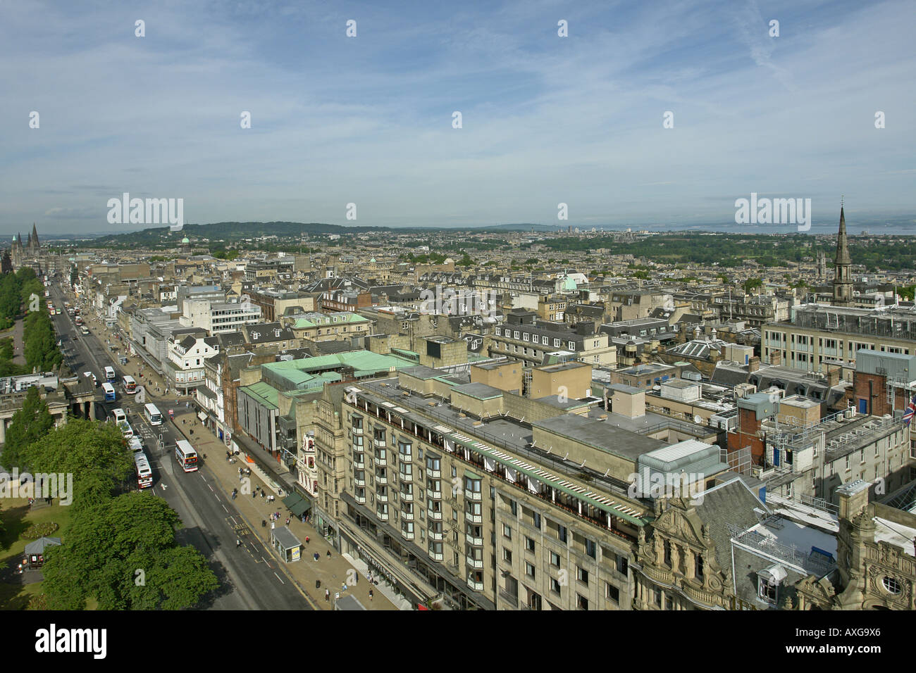 Princes Street in Edinburgh City Centre looking west from the Scott ...